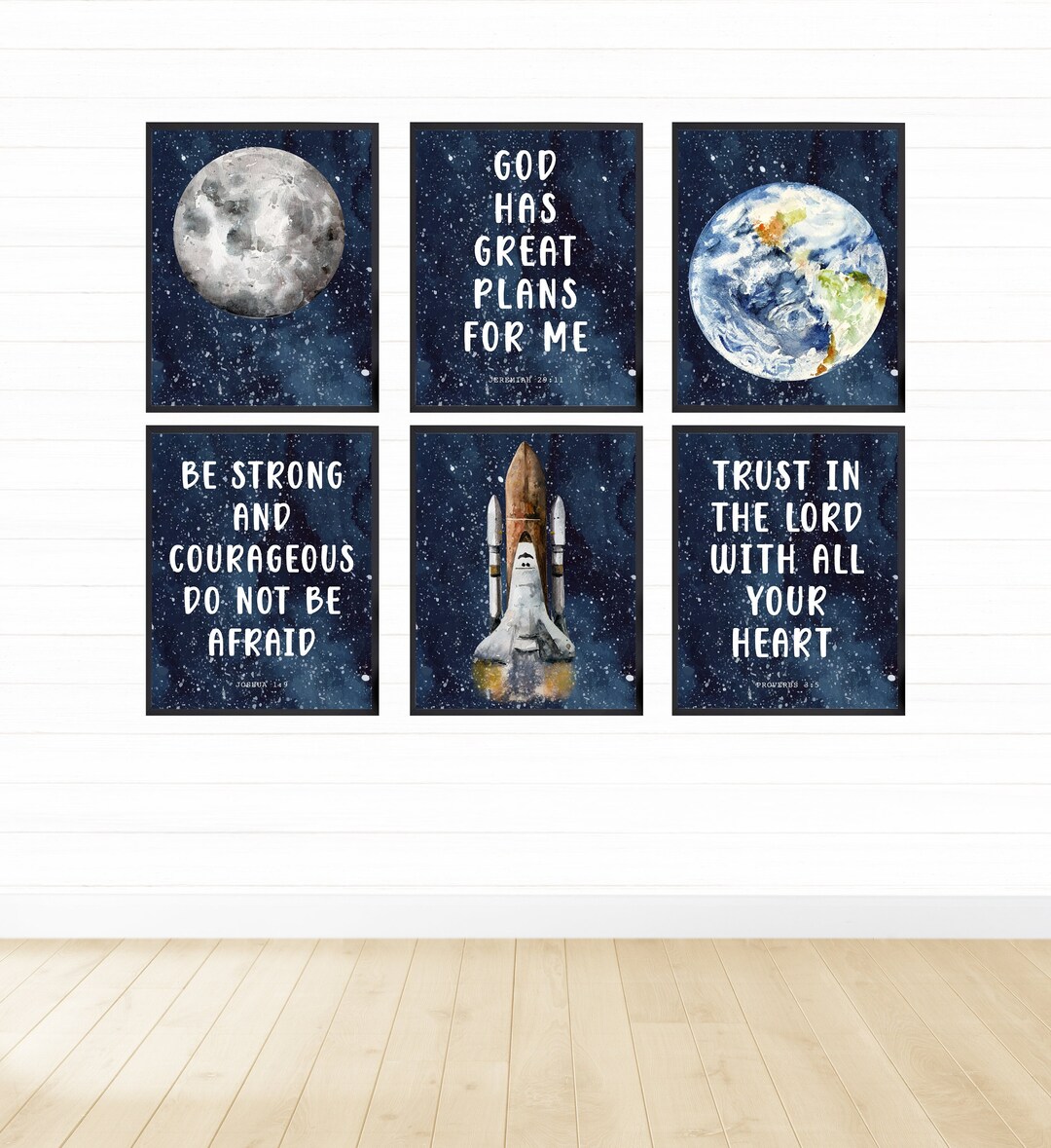 Outer Space Bible Verse Printable Wall Art Set of 6, Digital Download ...