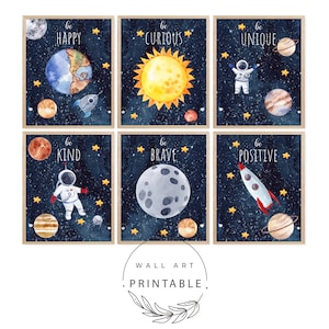 Printable Watercolor Space Wall Art Set Digital Download - Etsy
