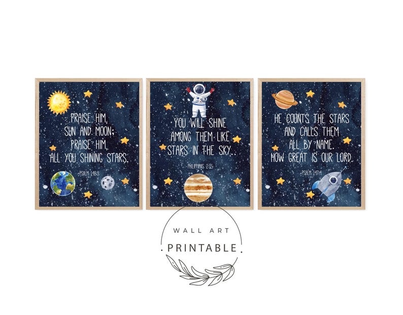 Space Nursery Decor: Bible Verse Art Prints (digital Download) - Etsy