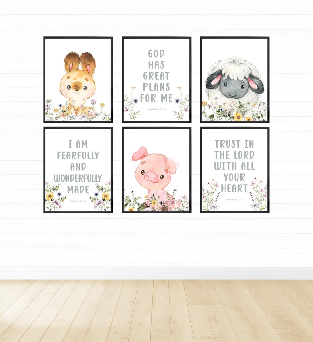 Farm Animal Bible Verse Printable Wall Art Set of 6, Digital Download ...