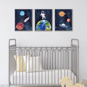 Set of 3 Watercolor Outer Space Wall Art, Digital Download, Printable ...
