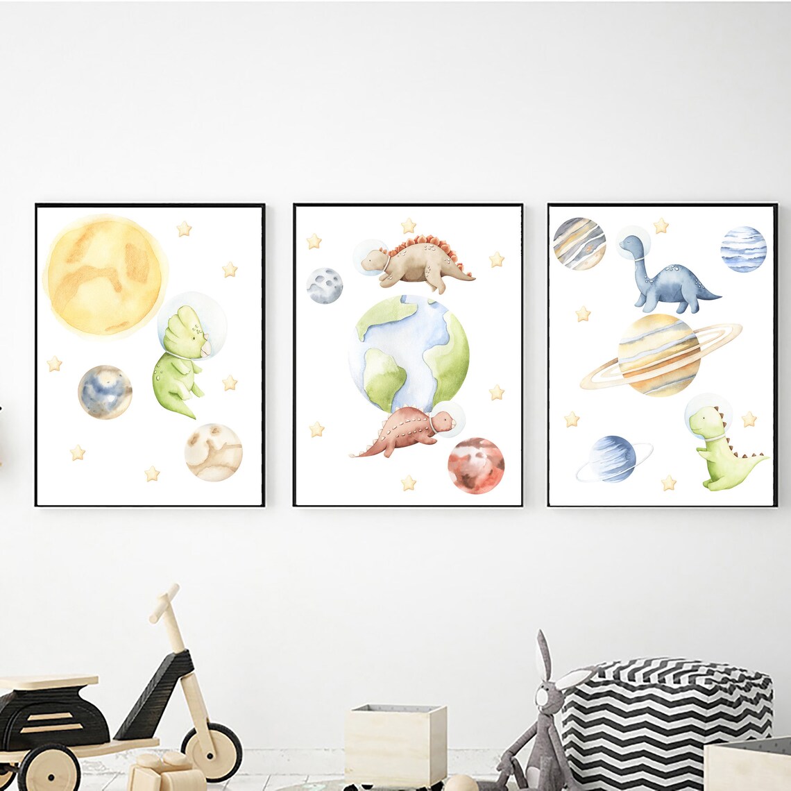 Printable Outer Space Dinosaurs Wall Art Digital Download | Etsy