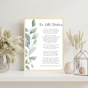 Two Little Shadows Mom Poem Printable Wall Art, Poem for Mom, Mothers Day Poem, Mother Quote ...