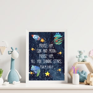Outer Space Printable Wall Art With Bible Verses, Digital Download ...
