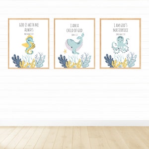 Kids Ocean Themed Bible Verse Printable Wall Art, Christian Nursery ...
