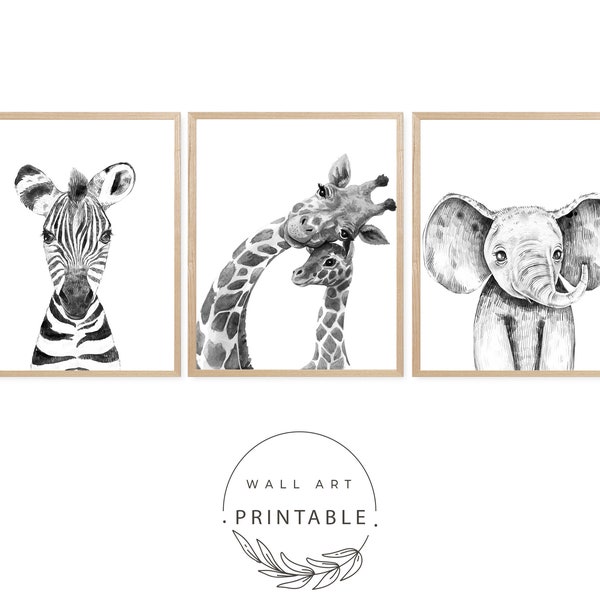 Black and White Animal Art - Etsy