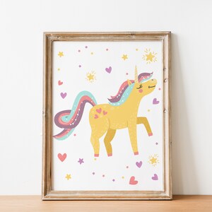 Unicorn Printable Wall Art for Girl Bedroom Decor, Digital Download ...