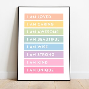 Kids Positive Affirmations Printable Wall Art, Educational Poster ...