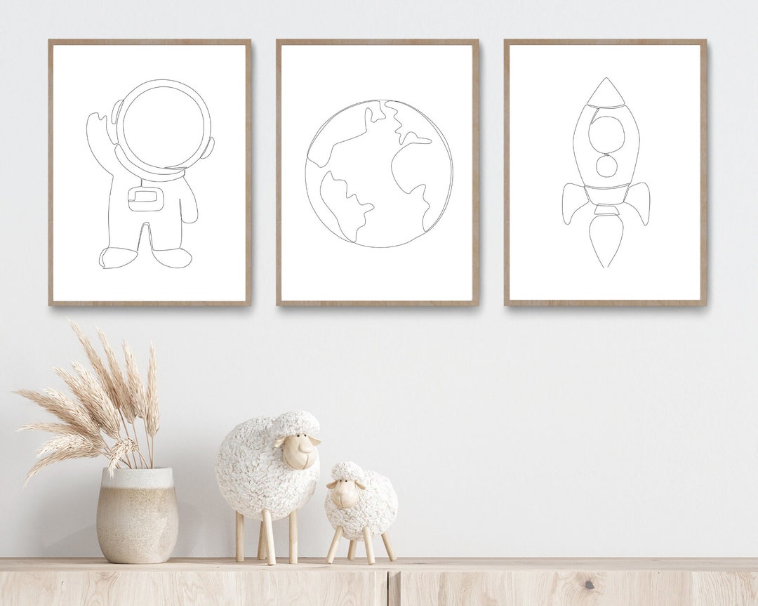 Outer Space Line Art Prints Printable Wall Art Digital - Etsy
