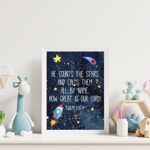 Outer Space Printable Wall Art With Bible Verses, Digital Download ...