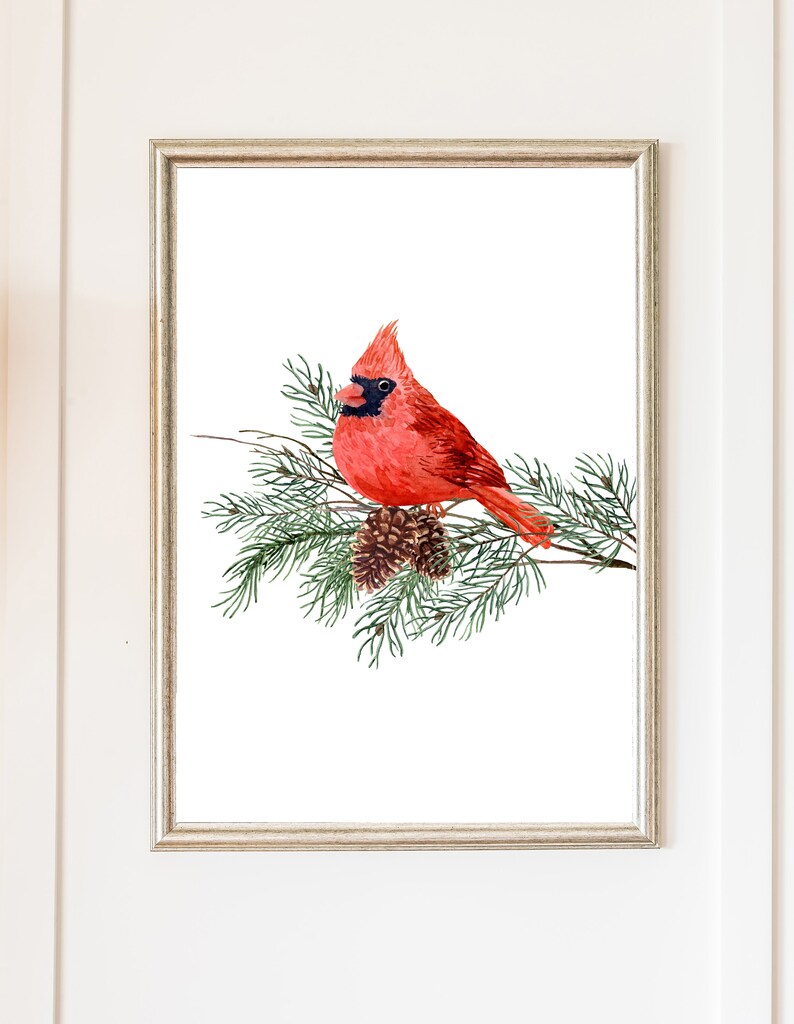 Watercolor Cardinal Wall Art for Home Decor Printable Wall - Etsy
