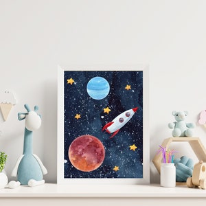 Watercolor Outer Space Printable Wall Art Set of 3, Digital Download ...