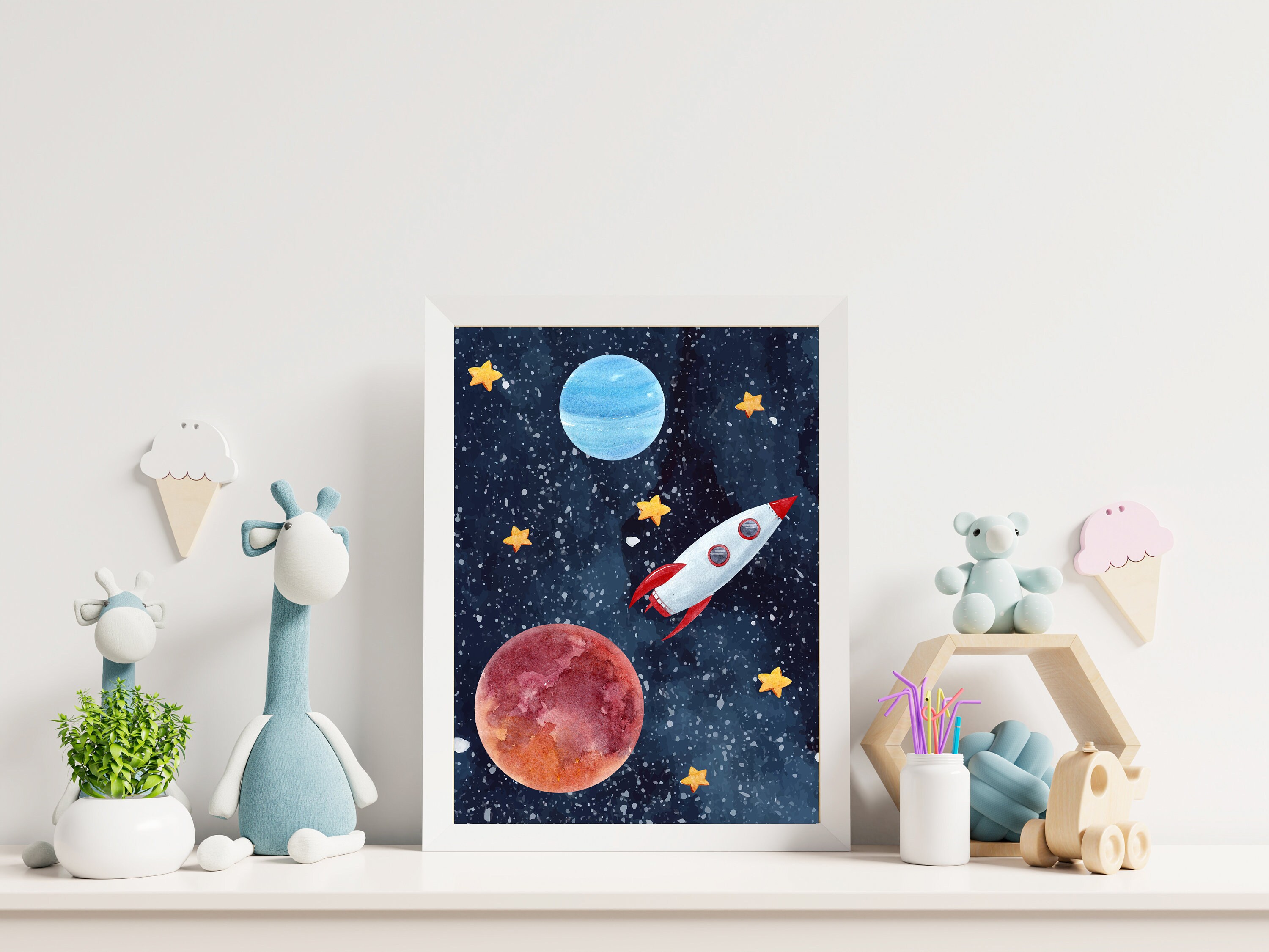 Watercolor Outer Space Printable Wall Art Set of 3 Digital | Etsy