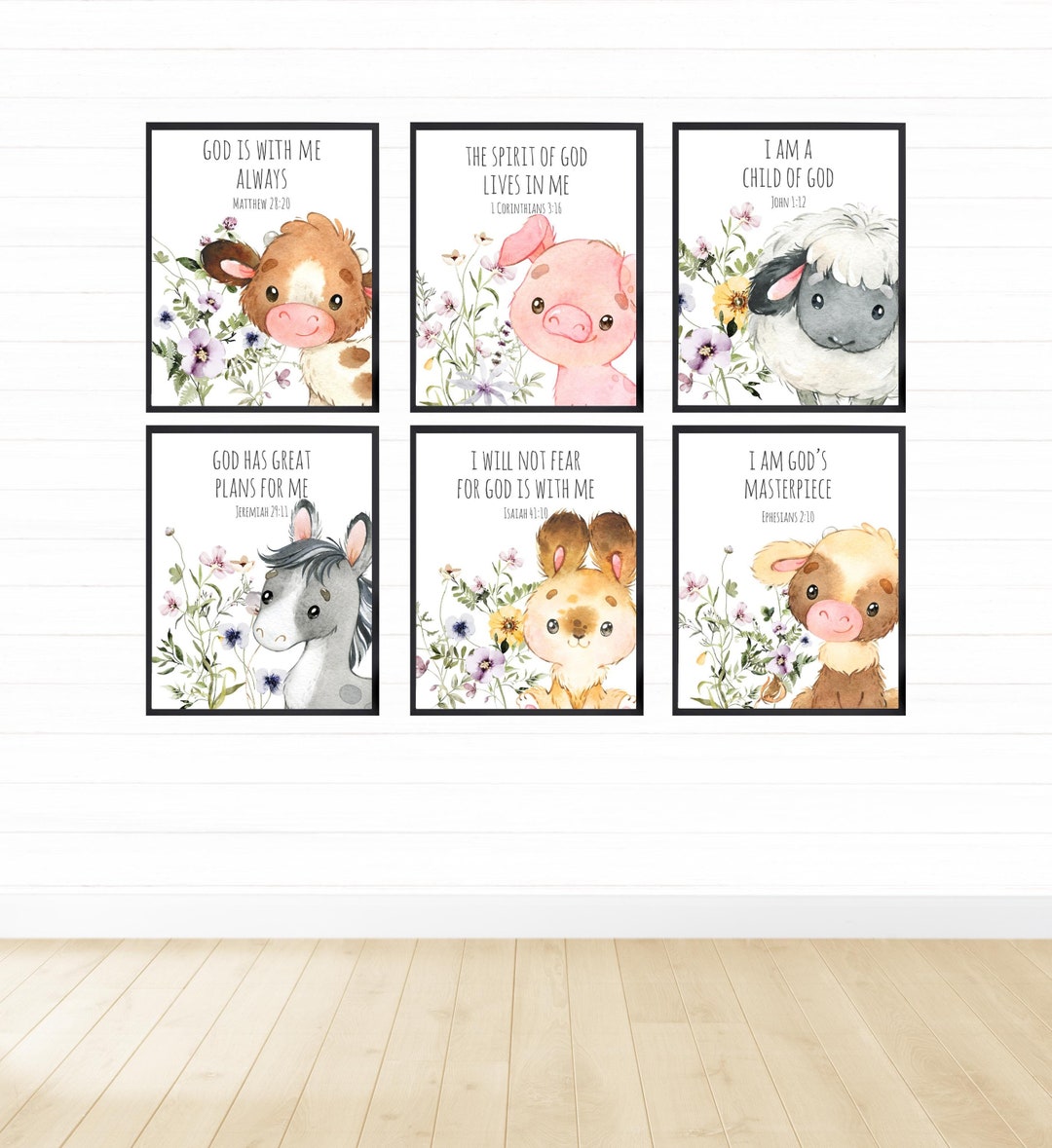 Farm Animals With Bible Verses Printable Wall Art, Digital Download ...