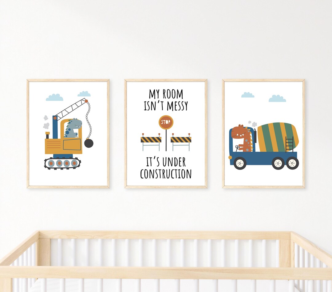 Dinosaurs Construction Printable Wall Art, Digital Download, Dinosaur ...