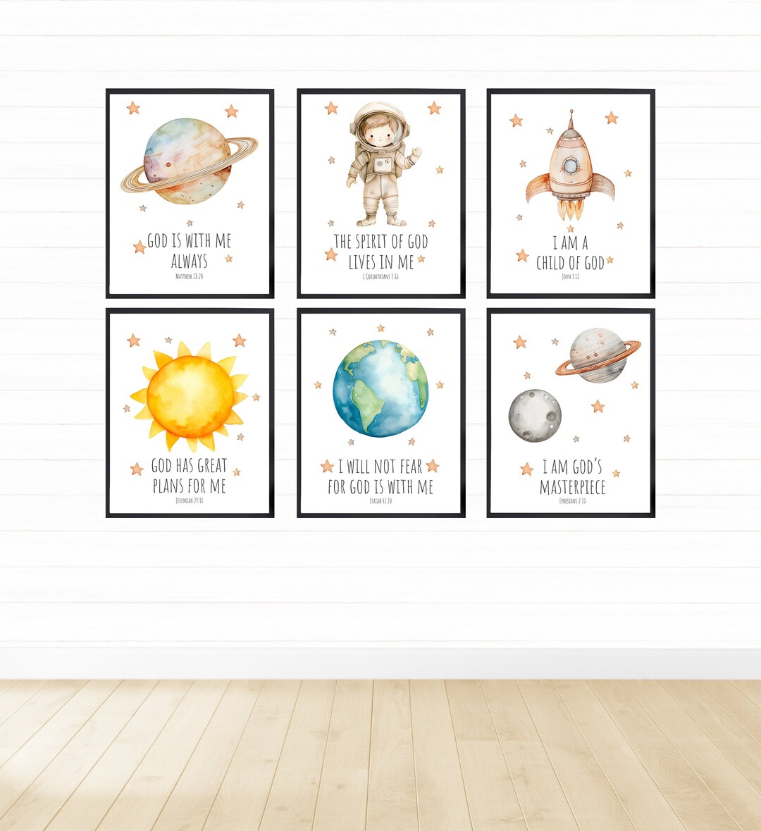 Bible Verse Printable Wall Art, Christian Nursery Decor, Space Themed ...