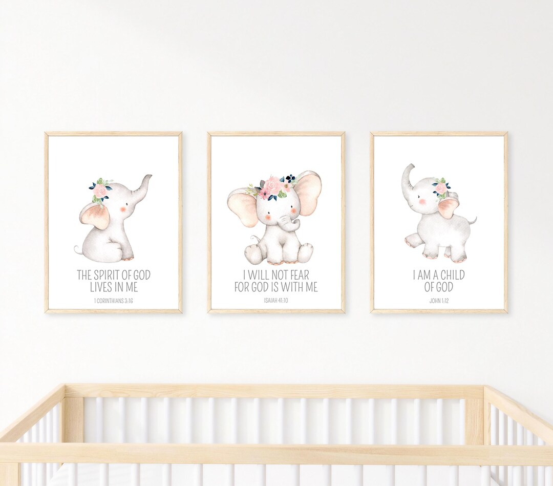 Elephants With Bible Verse Printable Wall Art, Digital Download, Bush ...