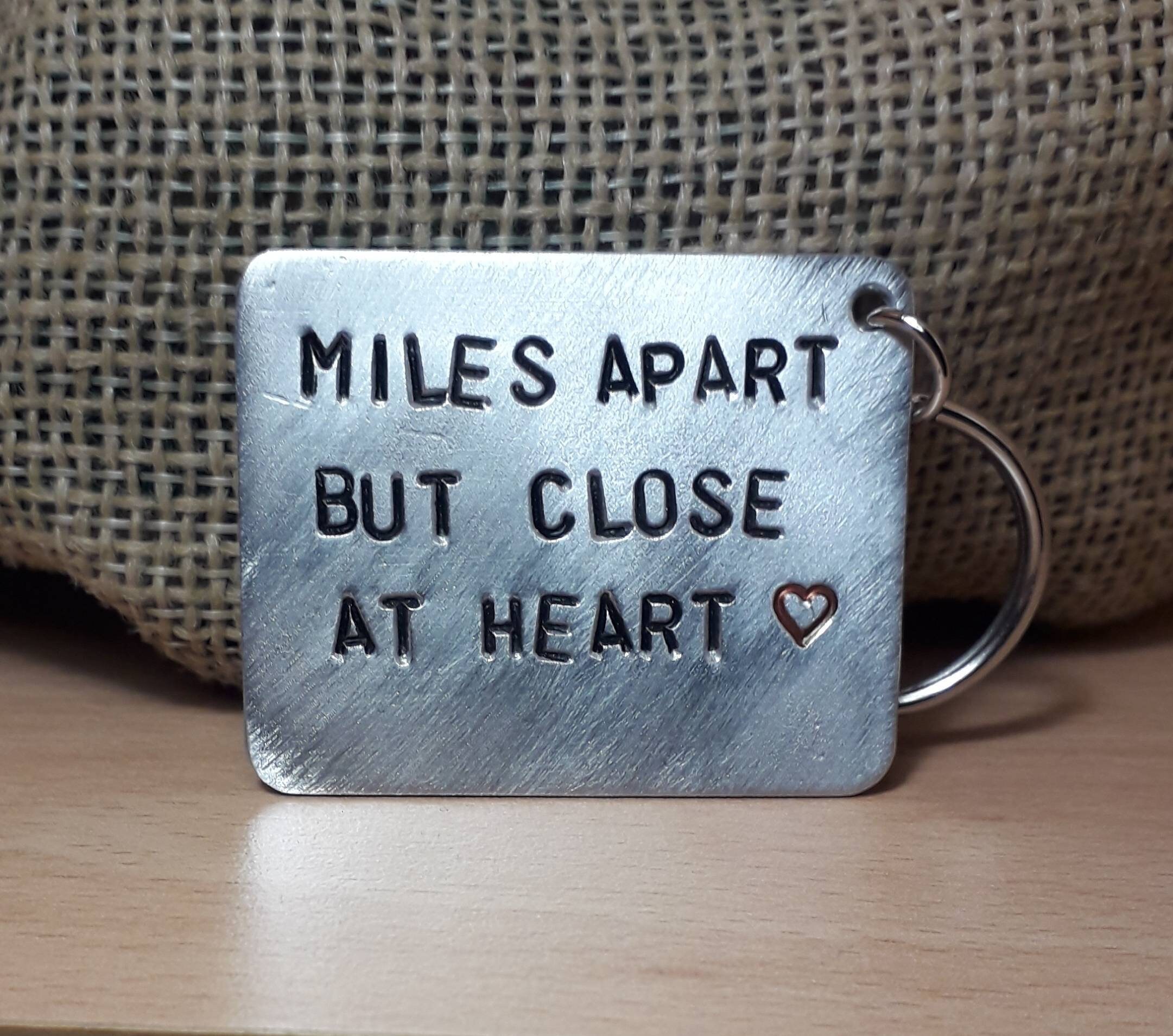 Miles Apart but Close at Heart Personalized Keyring for | Etsy