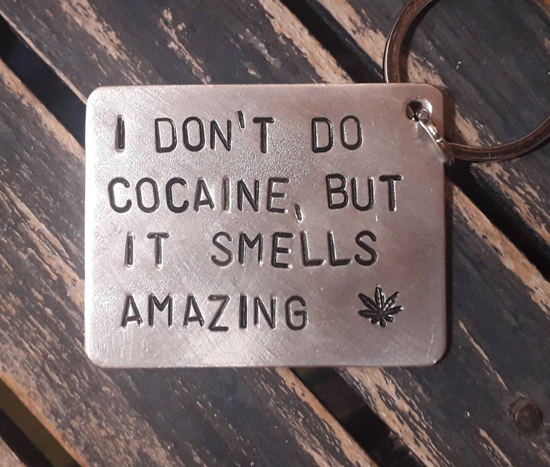 Hand Stamped Keychain With Marijuana Symbol, Anniversary Keychain Gift ...