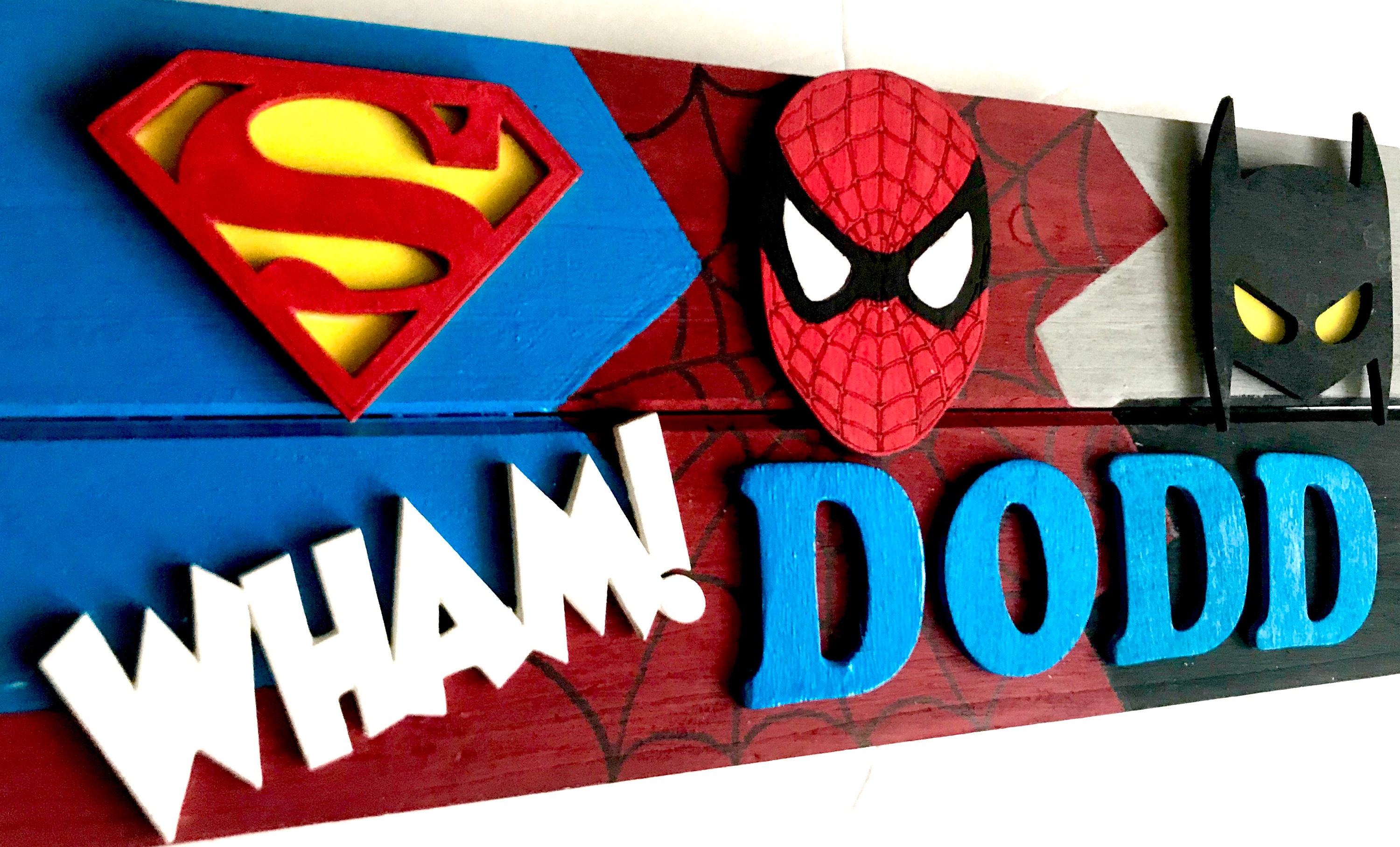Superman Hand Painted Custom 3D Wooden Kids Name Plate Kids | Etsy