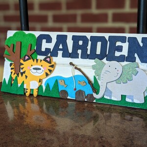 Jungle Safari Hand Painted Custom 3D Wooden Kids Name Plate, Kids Name ...