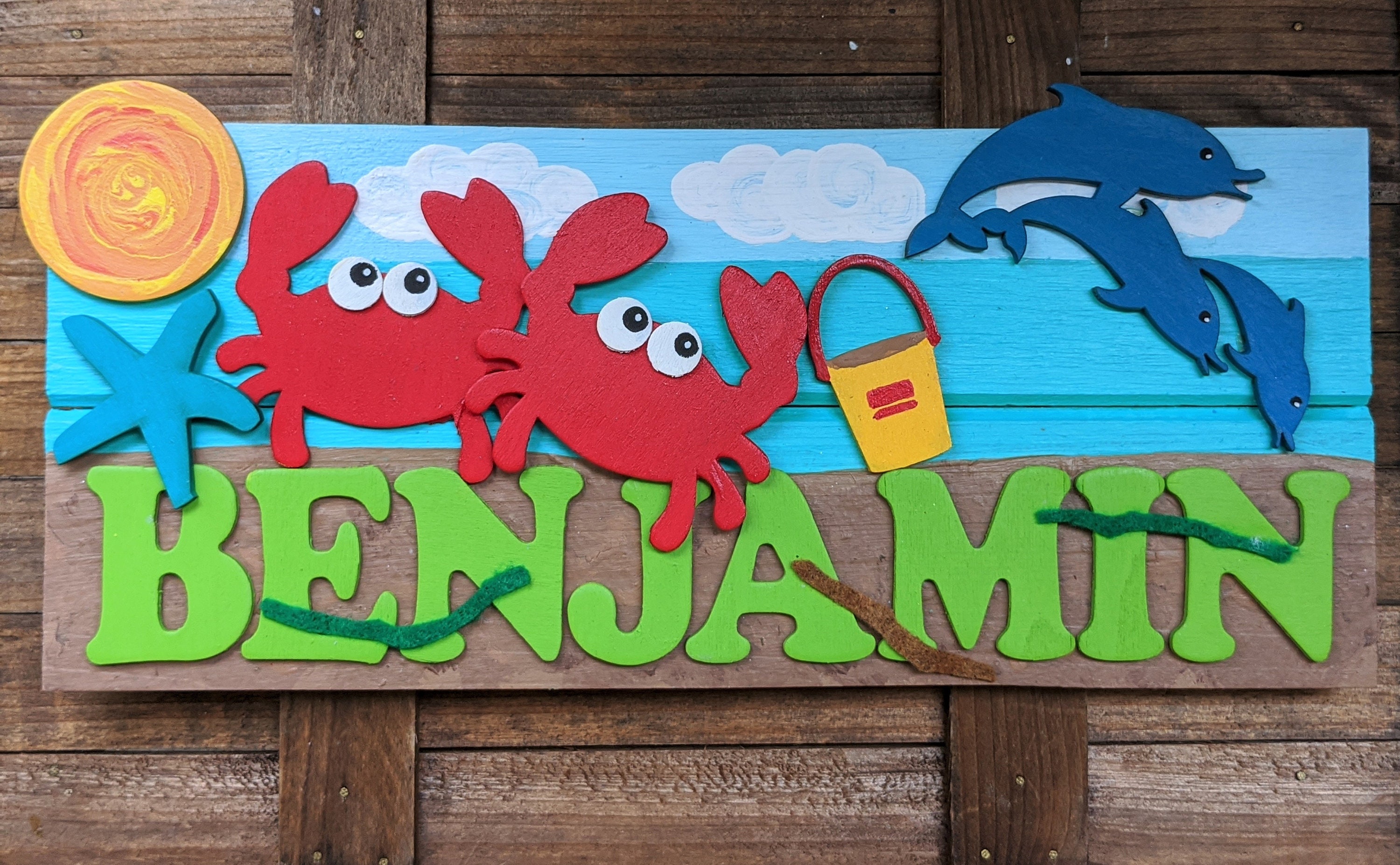Beach Nautical Hand Painted Custom Wooden Kids Name Plate - Etsy