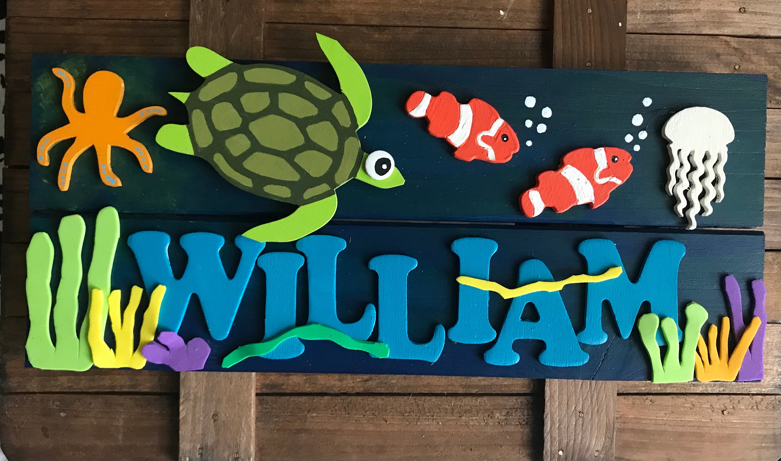 Underwater Sea World Mermaid Hand Painted Custom 3D Wooden | Etsy