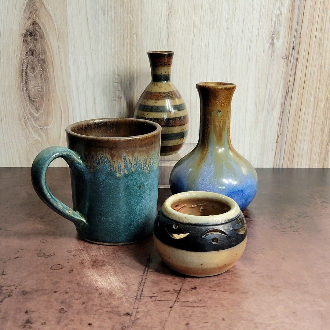 Sm Farmhouse Pottery Incl Two Pigeon Forge Drip Glazes (4 Pcs) - Etsy