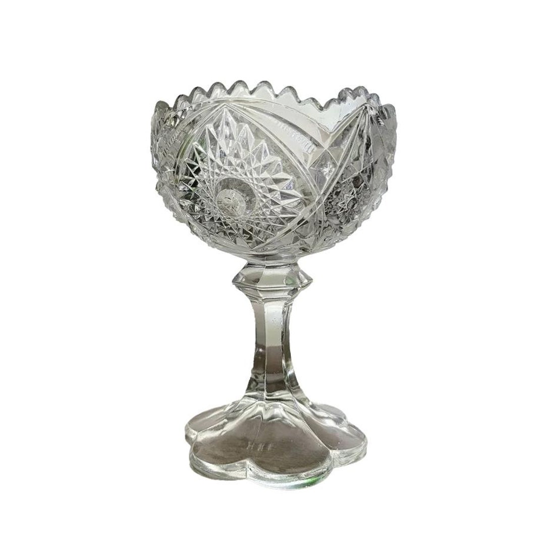 Glass Compote, Sawtooth Edge Pedestal Bowl - Etsy
