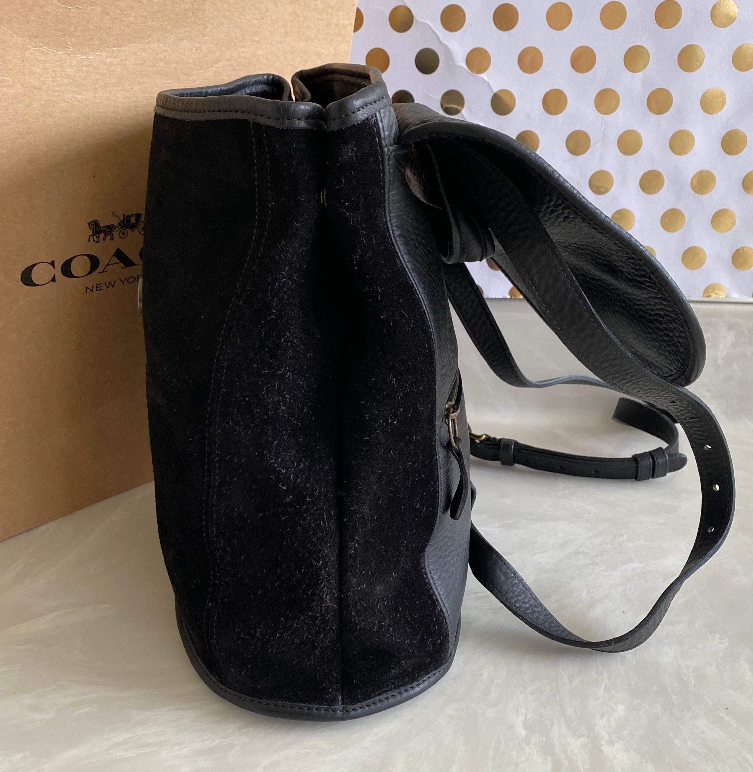 Coach Vintage Berkeley Black Suede Leather Mix Convert | Etsy