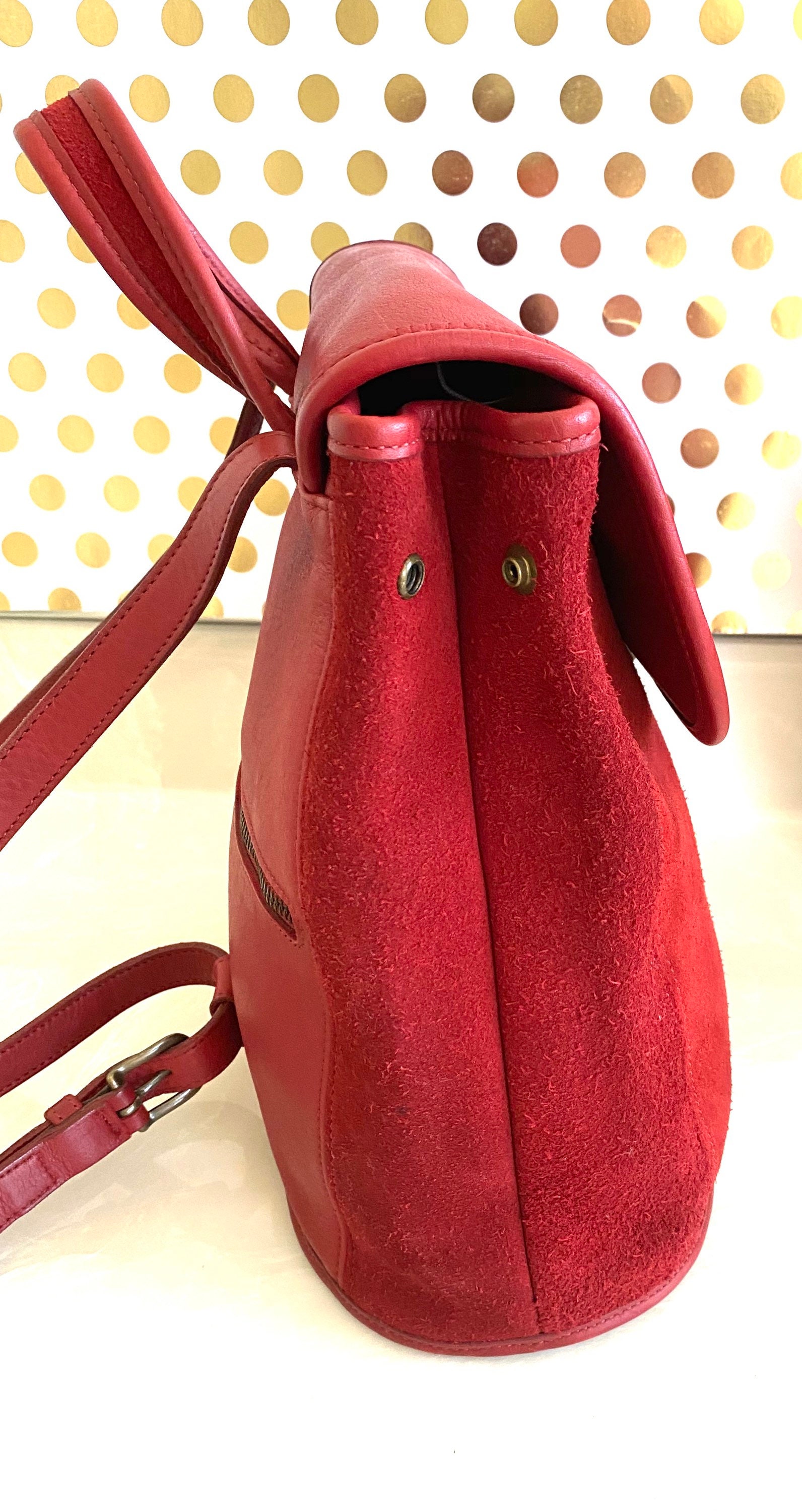 Coach Vintage Berkeley Red Suede Leather Mix Convert Backpack - Etsy