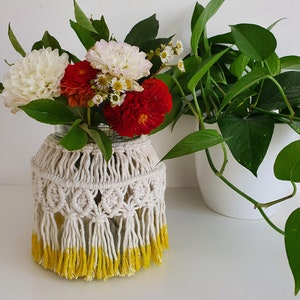 Macrame Jar Cover, Vase Wrap, Table Decor, Modern Macrame, Jar Wrap ...