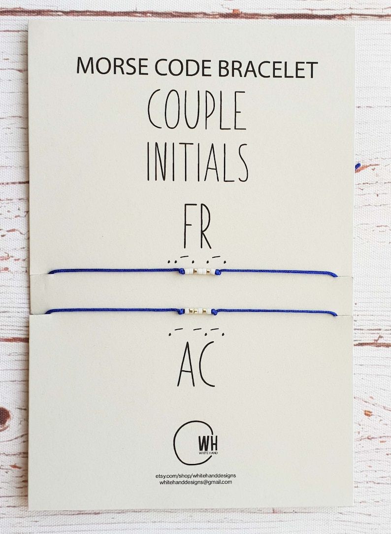 Couple Initials Morse Code Couple Bracelet Morse Code | Etsy