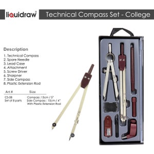 Liquidraw Compass Set Technical Drawing Professional Set of 8 Geometry ...
