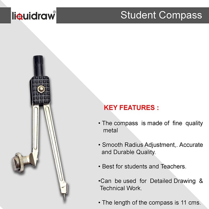 Liquidraw Metal Compass Maths and Pencil Holder for School Student ...