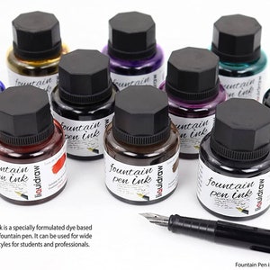 Liquidraw Fountain Pen Ink Bottles Set of 10 Assorted Colours 35ml Inks ...