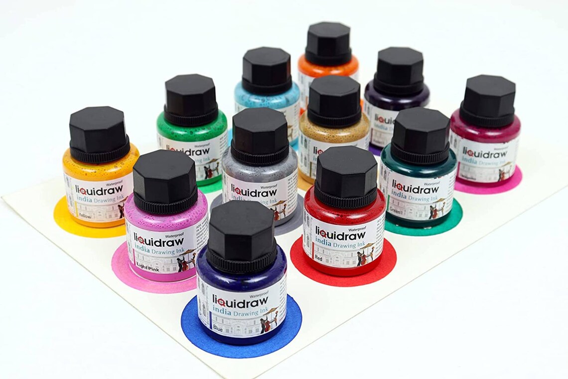 Liquidraw Coloured Drawing Ink Set India Ink Waterproof Set | Etsy