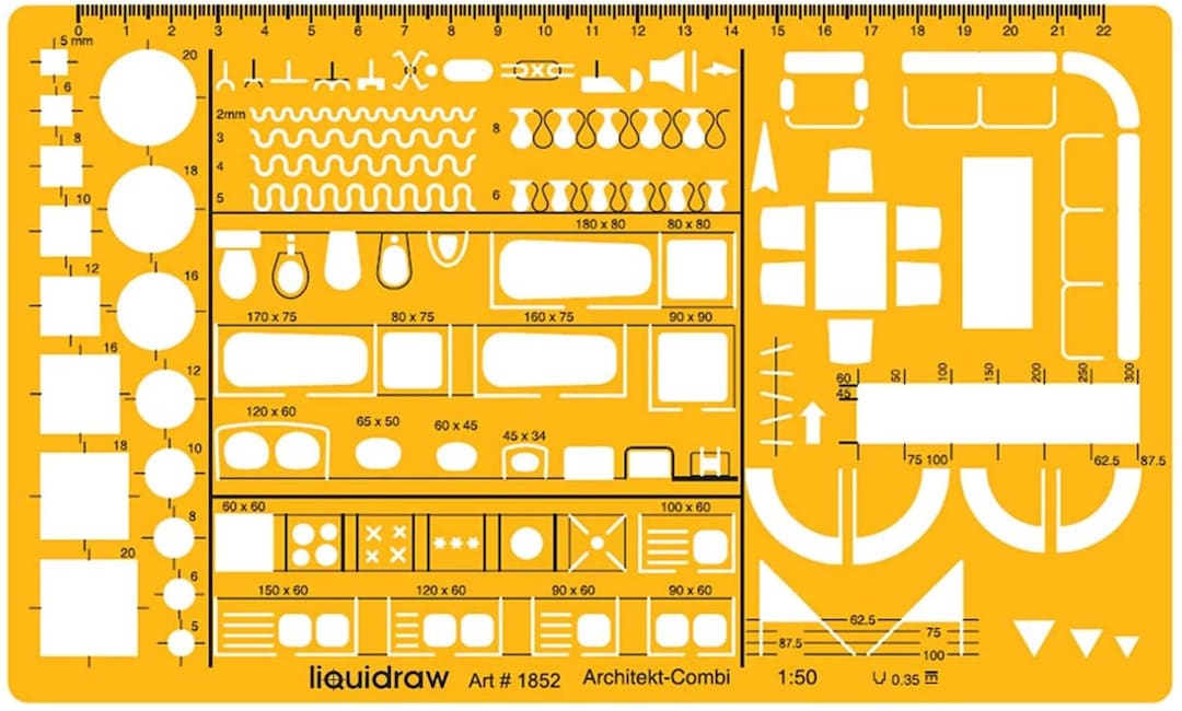 Liquidraw 1:50 Scale Architectural Scale Ruler Template Stencil ...