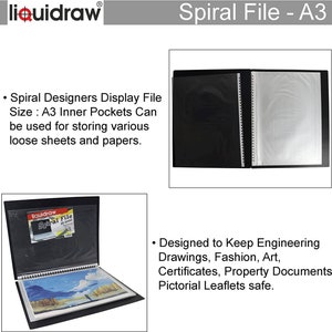 Liquidraw A3 Art Portfolio Case With 20 Sleeves Spiral File Portfolio ...