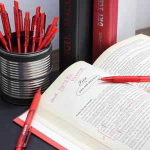 Liquidraw Ballpoint Red Pen Set of 10 Retractable Red Ball Pens Medium ...