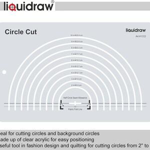 Liquidraw Circle Cut Quilting Ruler, Acrylic Template - Etsy