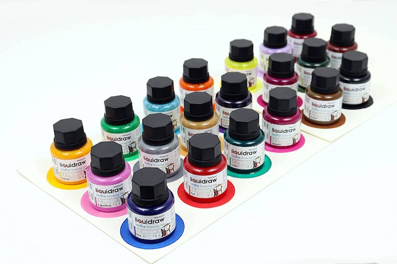 Liquidraw Coloured Drawing Ink Set India Ink Waterproof Set | Etsy