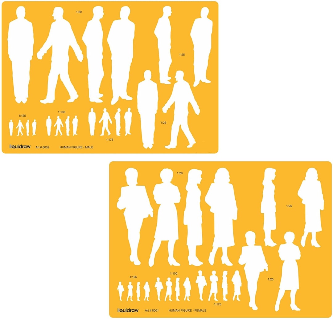 Liquidraw Human Figure Drawing Template Stencil Male & Female Figures ...