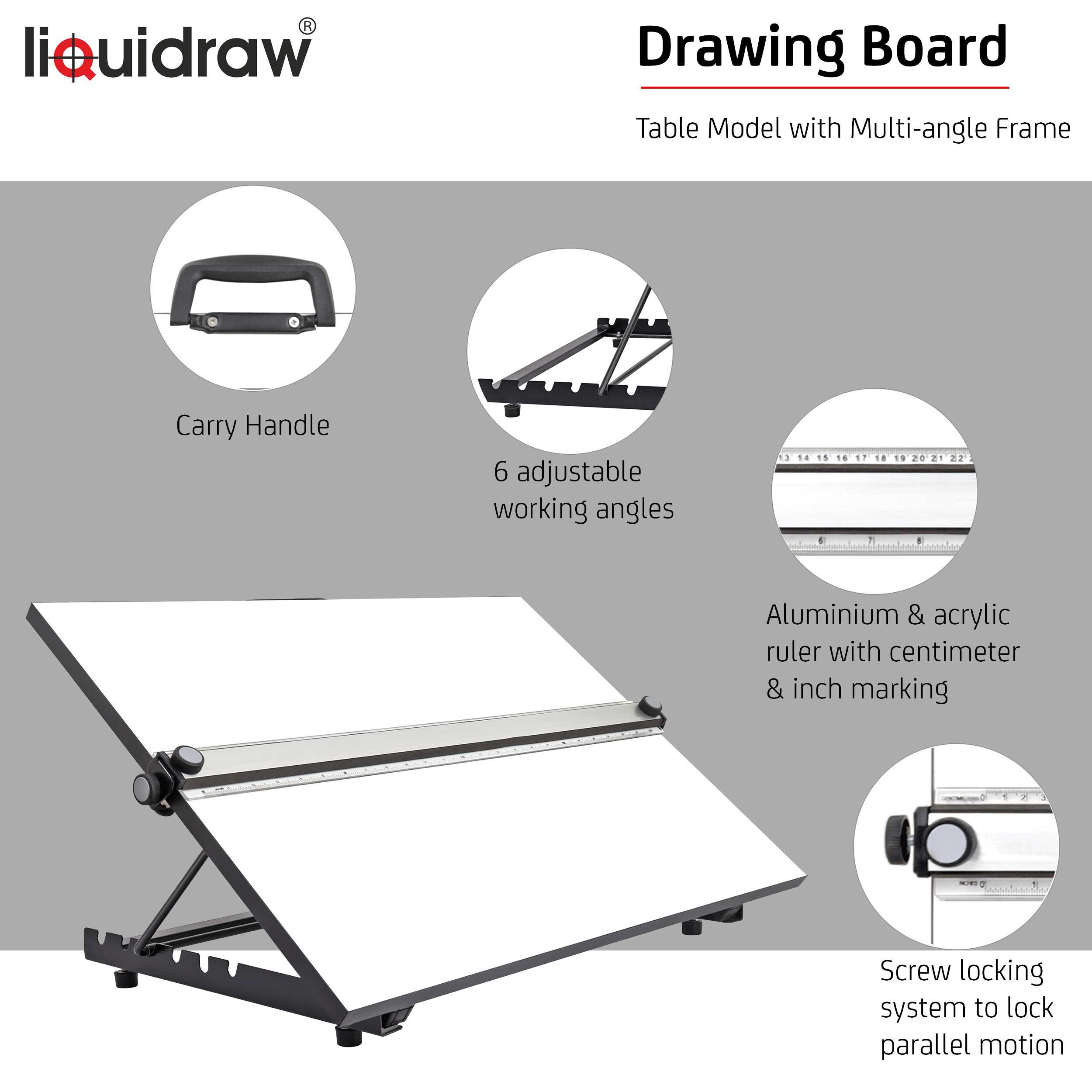 Liquidraw A1 Drawing Board 35" X 25" Parallel Motion 6 Adjustable ...