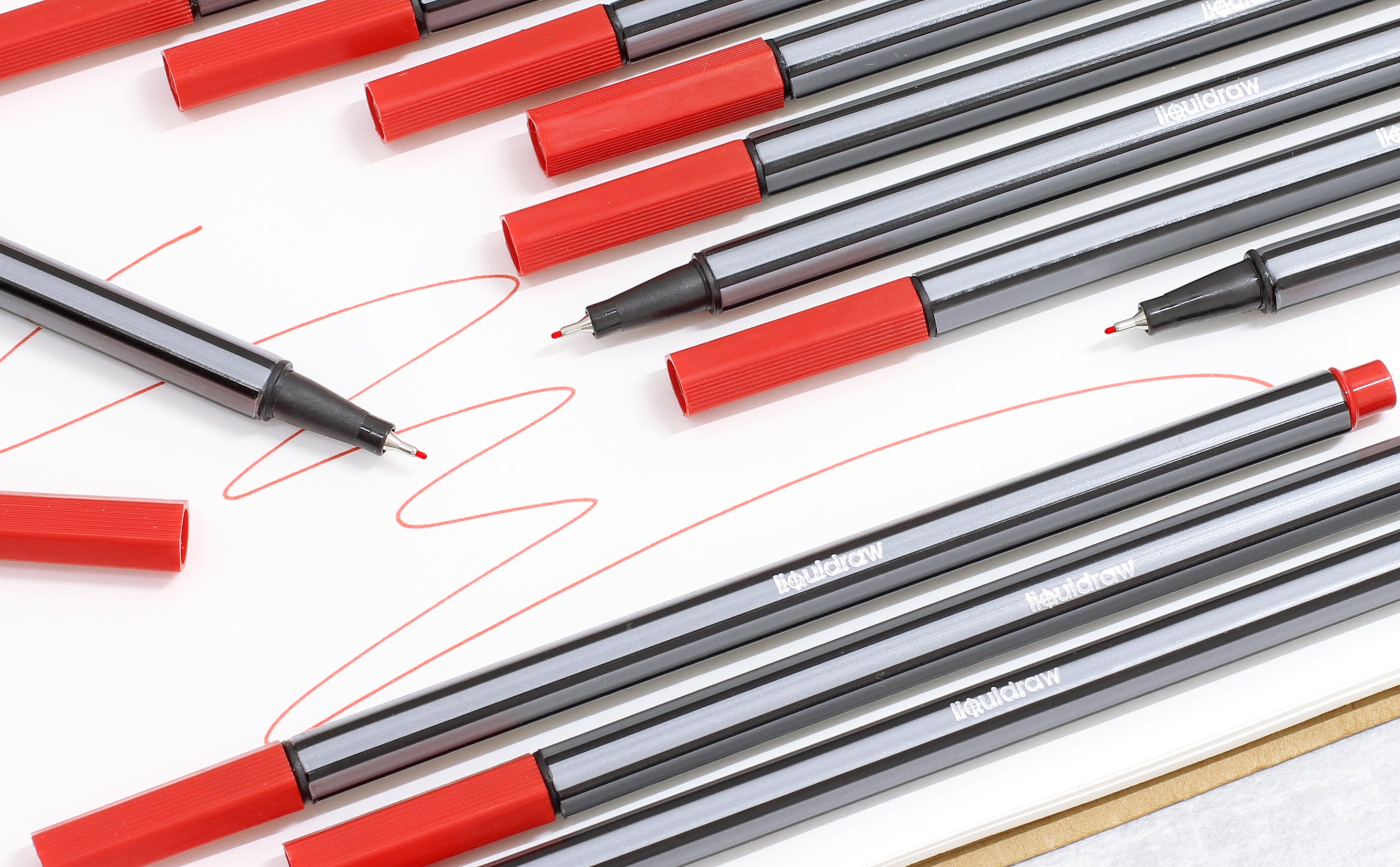12 RED Fineliner Pens Set Fine Point Pens 0.4mm Fineliners Red Coloured ...