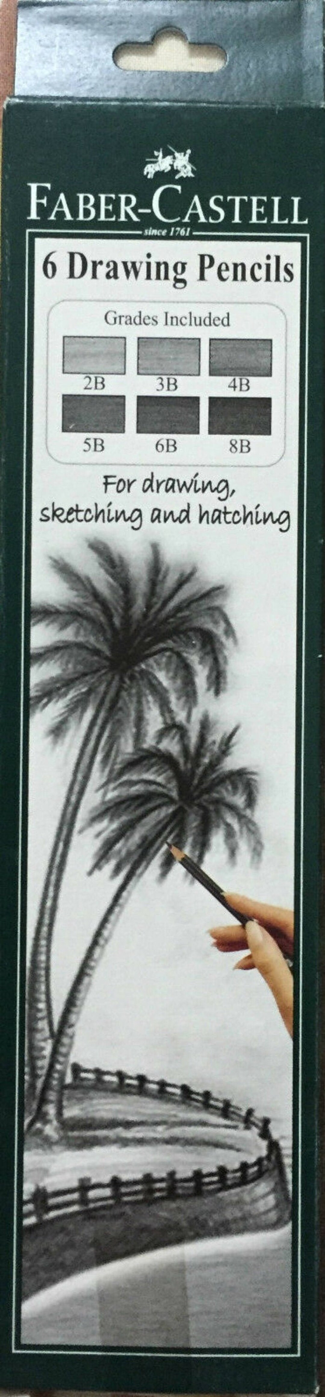 6 Faber-castell Drawing Graded Artist Sketching Pencils (2B-8B) Soft ...