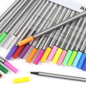 24 Fineliner Colouring Pens Set Fine Point Pens 0.4mm Assorted Colours ...