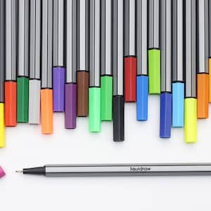 24 Fineliner Colouring Pens Set Fine Point Pens 0.4mm Assorted Colours ...