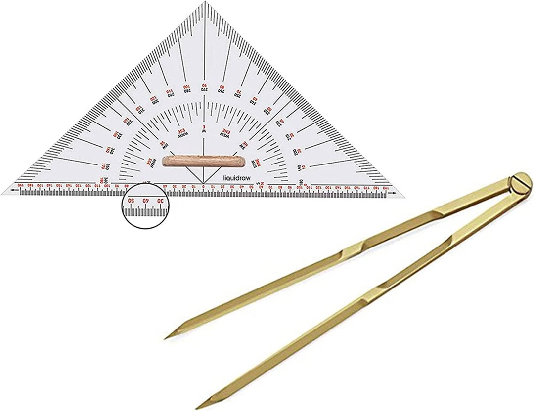 Liquidraw Marine Navigation Divider Universal Nautical Protractor Set ...