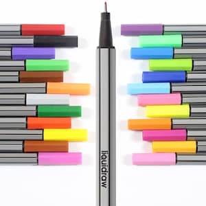 24 Fineliner Colouring Pens Set Fine Point Pens 0.4mm Assorted Colours ...